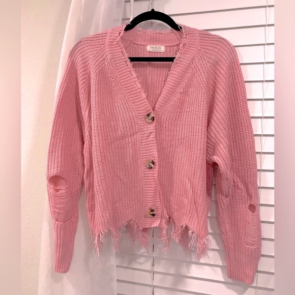 Jolie & Joy by FCT With Love | Sweaters | Jolie Joy Frayed Pink Barbie ...